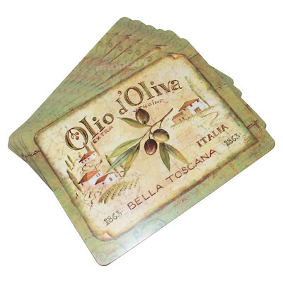 Set of 6 Placemats Italian Countryside Olives Dining Dinner Table ...