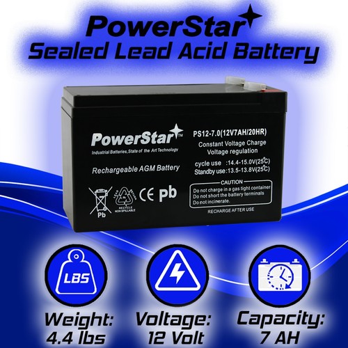 PowerStar 2 Pack: 12V 7Ah Compatible Replacement Battery for RBC2 APC ...