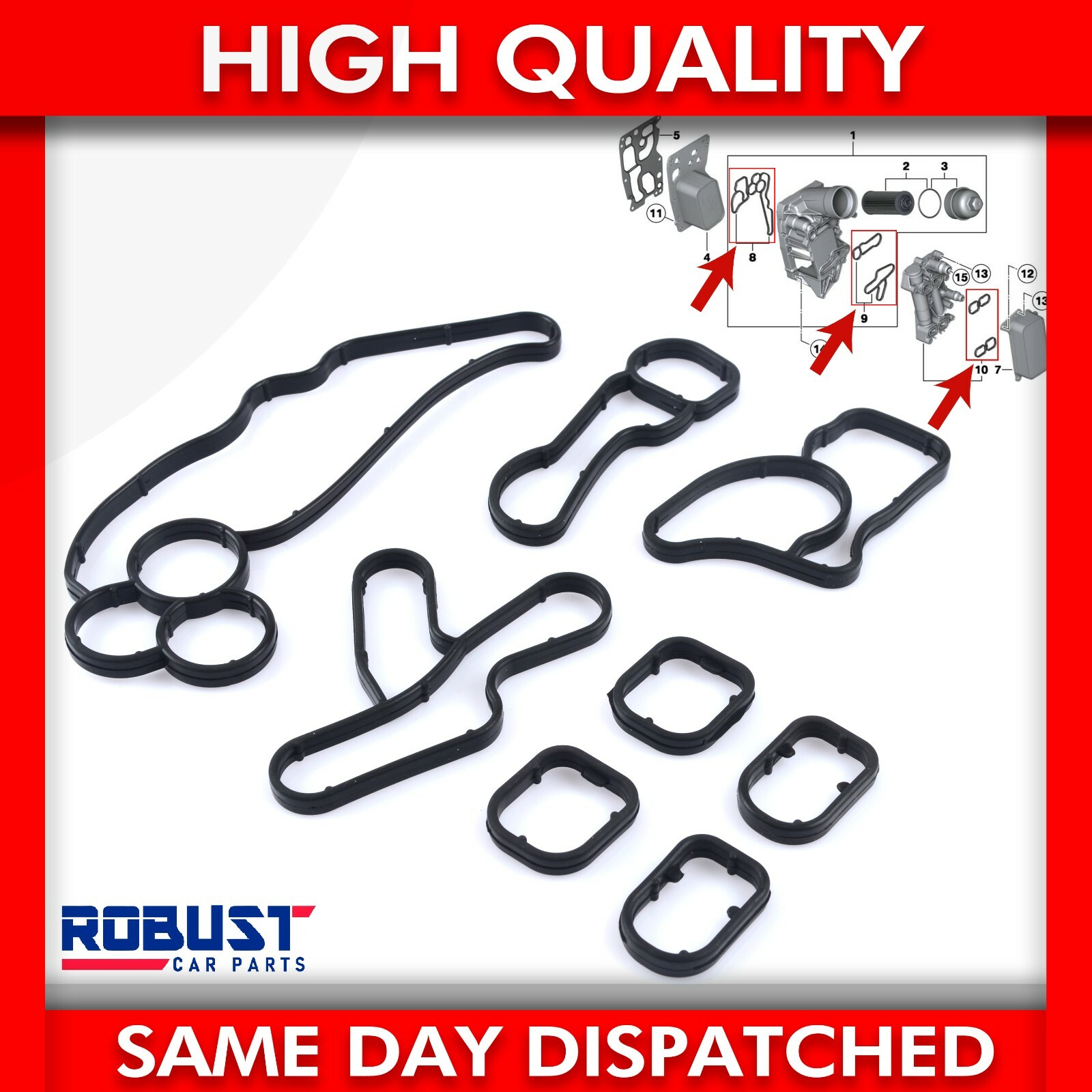 OIL COOLER GASKET SET FOR BMW X1 X3 X4 X5 X6 1 2 3 4 5 6 7 CLASS ...