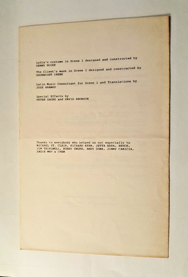 LYDIA LUNCH South Of Your Border RARE Program 1988 Emilio Cubeiro Jim ...