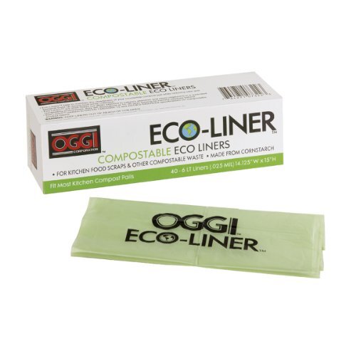 OGGI Eco-Liner Compostable Liners- Box of 40 Liners for Countertop ...