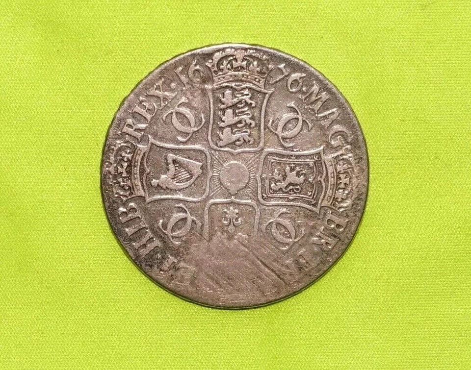 1676 UK Silver CROWN Coin CHARLES II (1660 - 1685) 29.62grams ESC51 ...