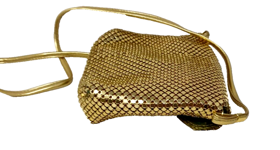 Mitzi Purse Gold Metal Mesh Cross Body Clutch w/Gold Strap Evening ...
