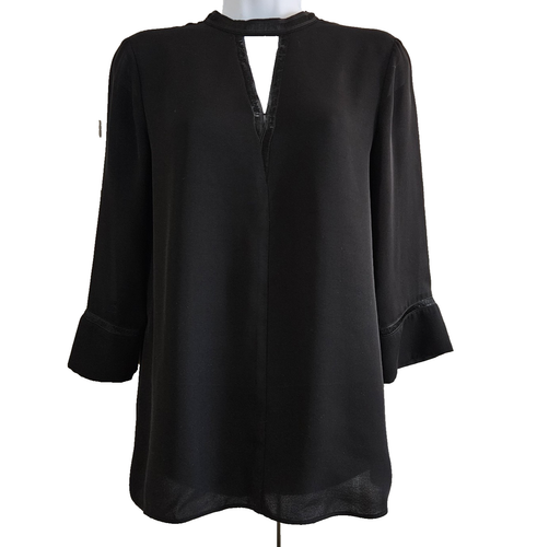 Reiss Kris Chiffon Top Blouse 4 Black Cutout Old Money Quiet Luxury ...