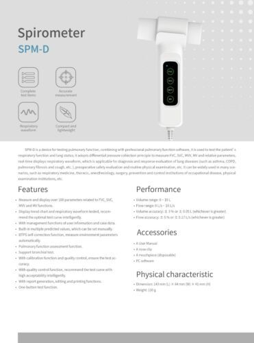 PC Based SPM-D Digital Spirometer Lung Condition Pulmonary Function USB ...