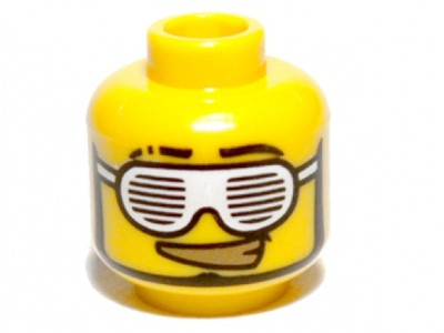 LEGO - Minifig, Head Slotted White Sunglasses and Smirk with Gold Teeth ...