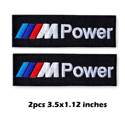 2PCS BMW M Power logo 3.5"x1.12" Embroidered Iron On Patch | eBay