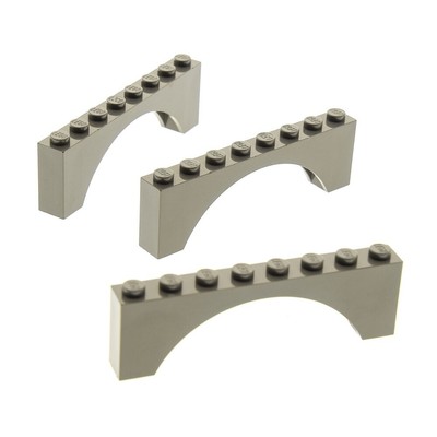 3x Lego Arch Brick 1x8x2 Old-Dark Gray Arch Bridge Castle Gate 4142640 ...