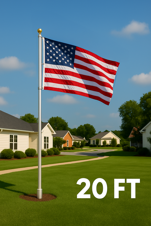 20–30FT Telescoping Aluminum Flagpole Kit w/ US Flag Ball Top Outdoor ...