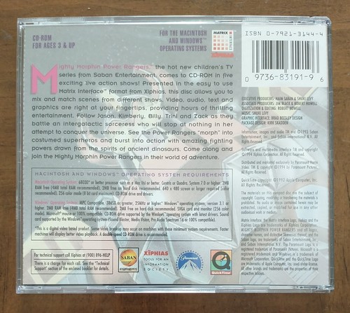 Mighty Morphin Power Rangers Interactive Video Windows/Mac PC CD-ROM ...
