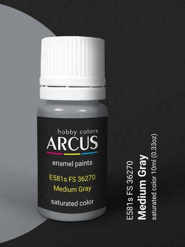 Arcus 581 Enamel paint USAF FS 36270 Medium Gray Saturated color 10ml ...
