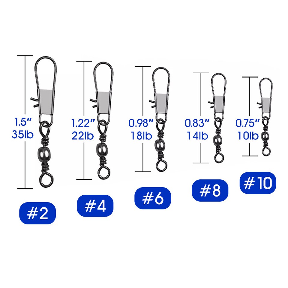 100x Fish Fishing Barrel Swivel with Interlock Snaps High Strength ...