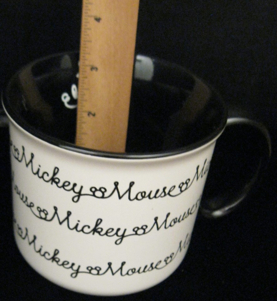 VINTAGE MICKEY MOUSE DISNEY WHITE MUG BLACK INTERIOR MICKEY MOUSE ...
