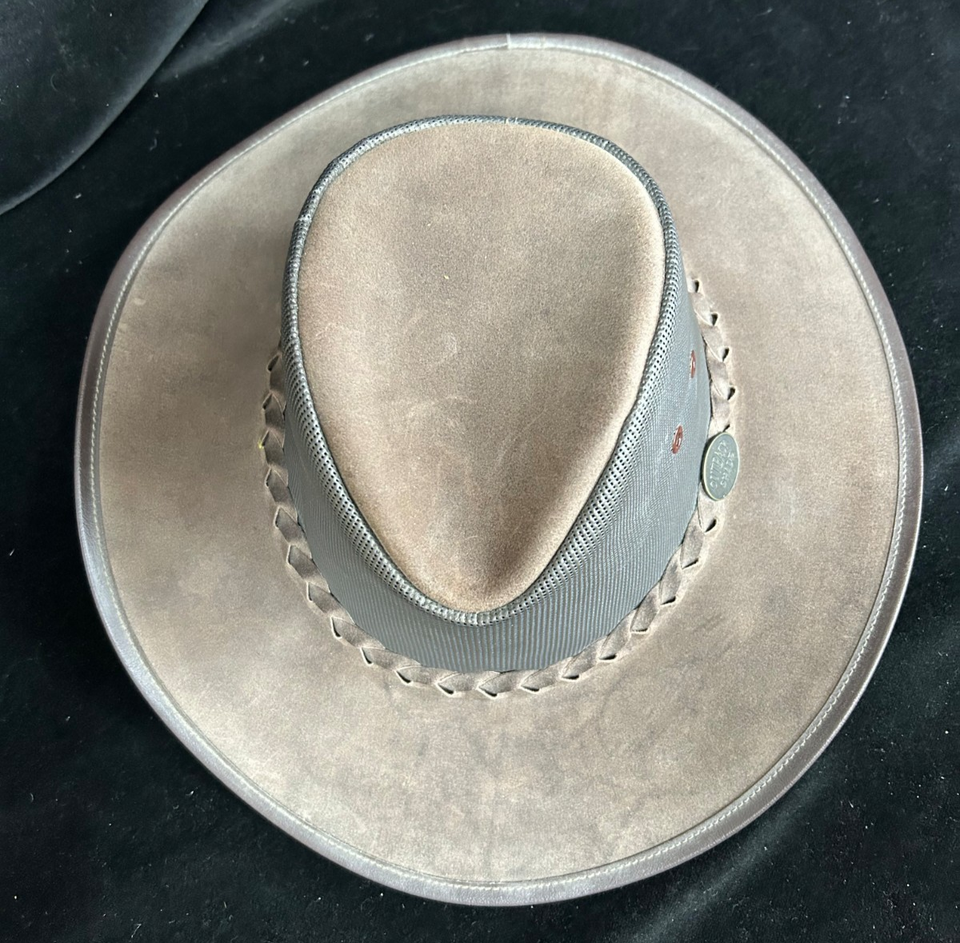 Vintage Mens Brown Leather Outback Western Cowboy Hat Size Large ...