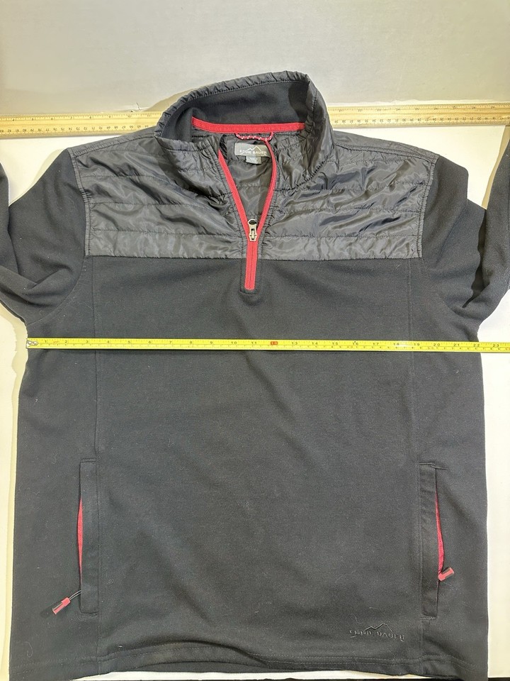 Eddie Bauer Mens L/G Pullover Outdoor Jacket 1/4 Zip Black Red ...