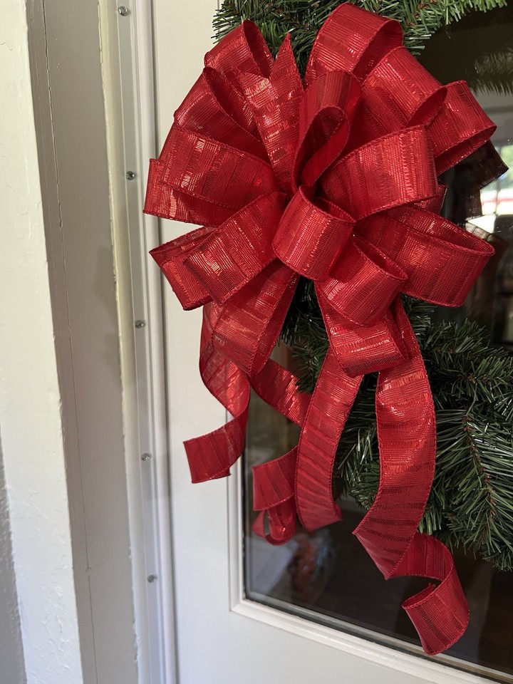 Handmade Large Sparkly Metallic Red Bow for Christmas or Valentines 10 ...