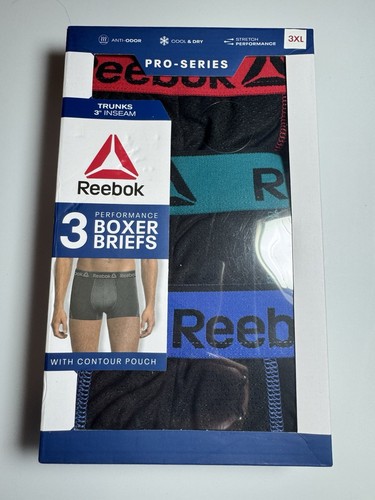 Mens Reebok Pro-Series Short Performance Boxer Briefs 3 PACK (3XL ...
