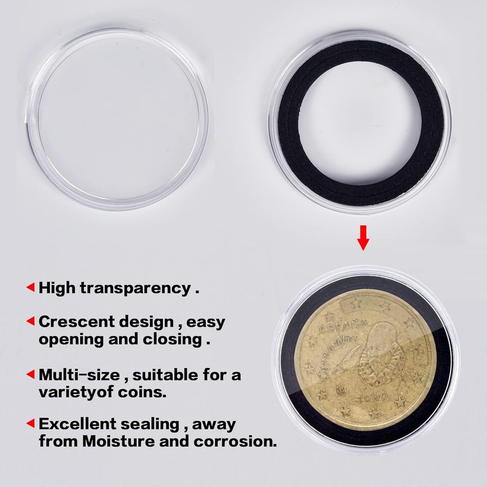 84 Pieces 46 mm Coin Capsules, with Foam Gasket and Plastic Storage ...