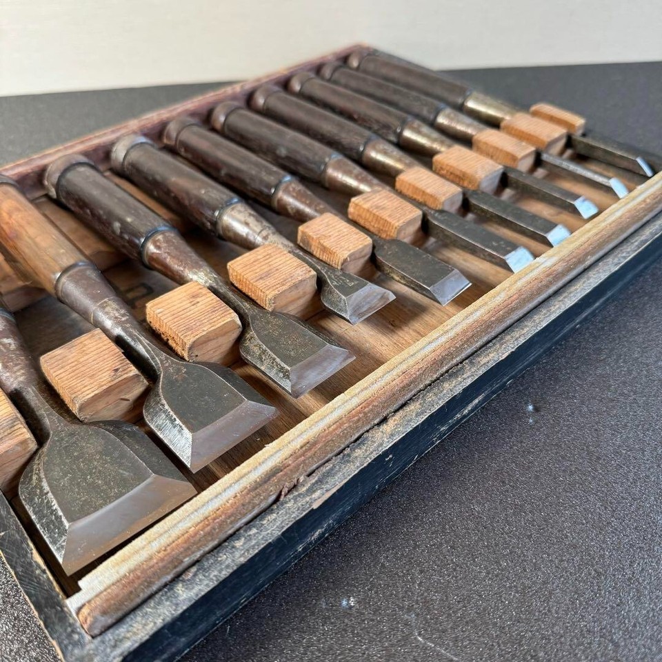 Nomi Chisels Set of 10 Carpentry Tools Sumiyaki [Zensaku] ebony handle ...