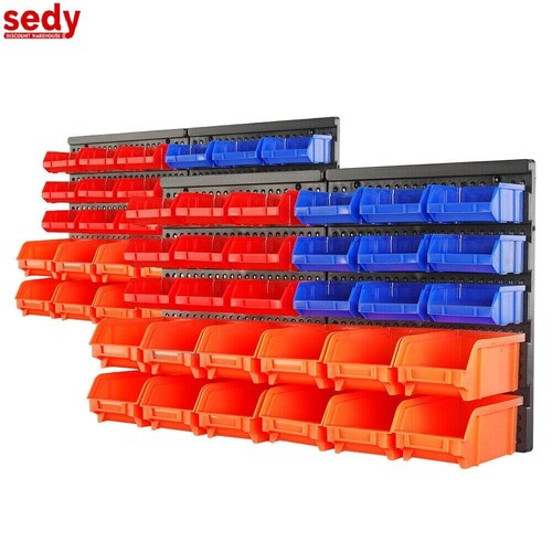 60 Storage Bin Rack Wall Mounted Tools Organiser Shed Work Bench Garage ...
