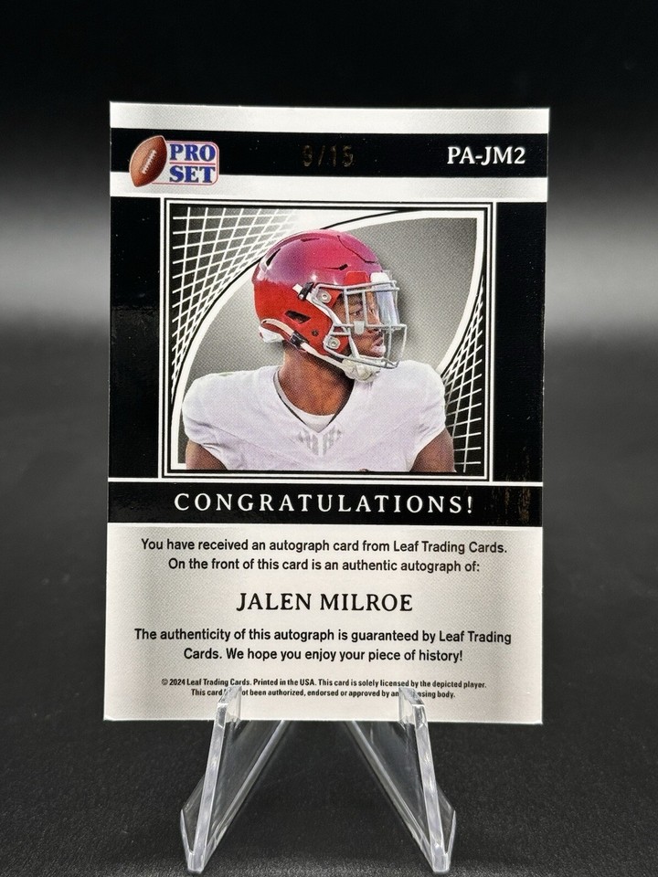 2024 Leaf Metal Pro Set Football Jalen Milroe Silver Crystals Auto #’d ...