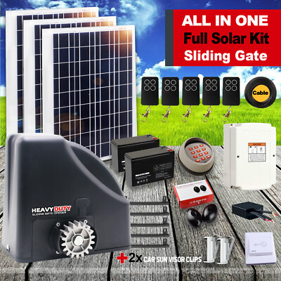 RITROX Full Solar Powered Sliding Gate Motor/Opener 4/5/6/7/8m Keypad ...