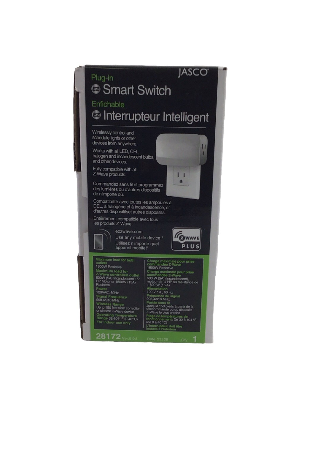 Jasco Z-Wave Plus Plug-In Dual Plug Smart Switch - White (28172 ...