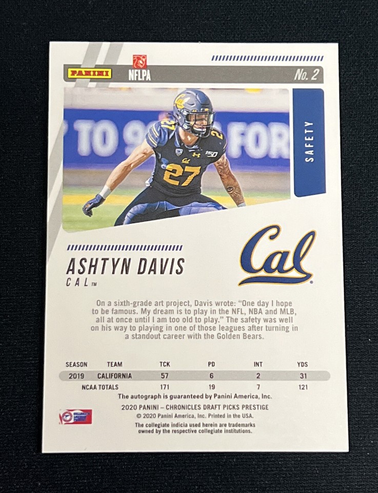 2020 Chronicles Draft Picks Prestige Signatures Red Ashtyn Davis Auto ...