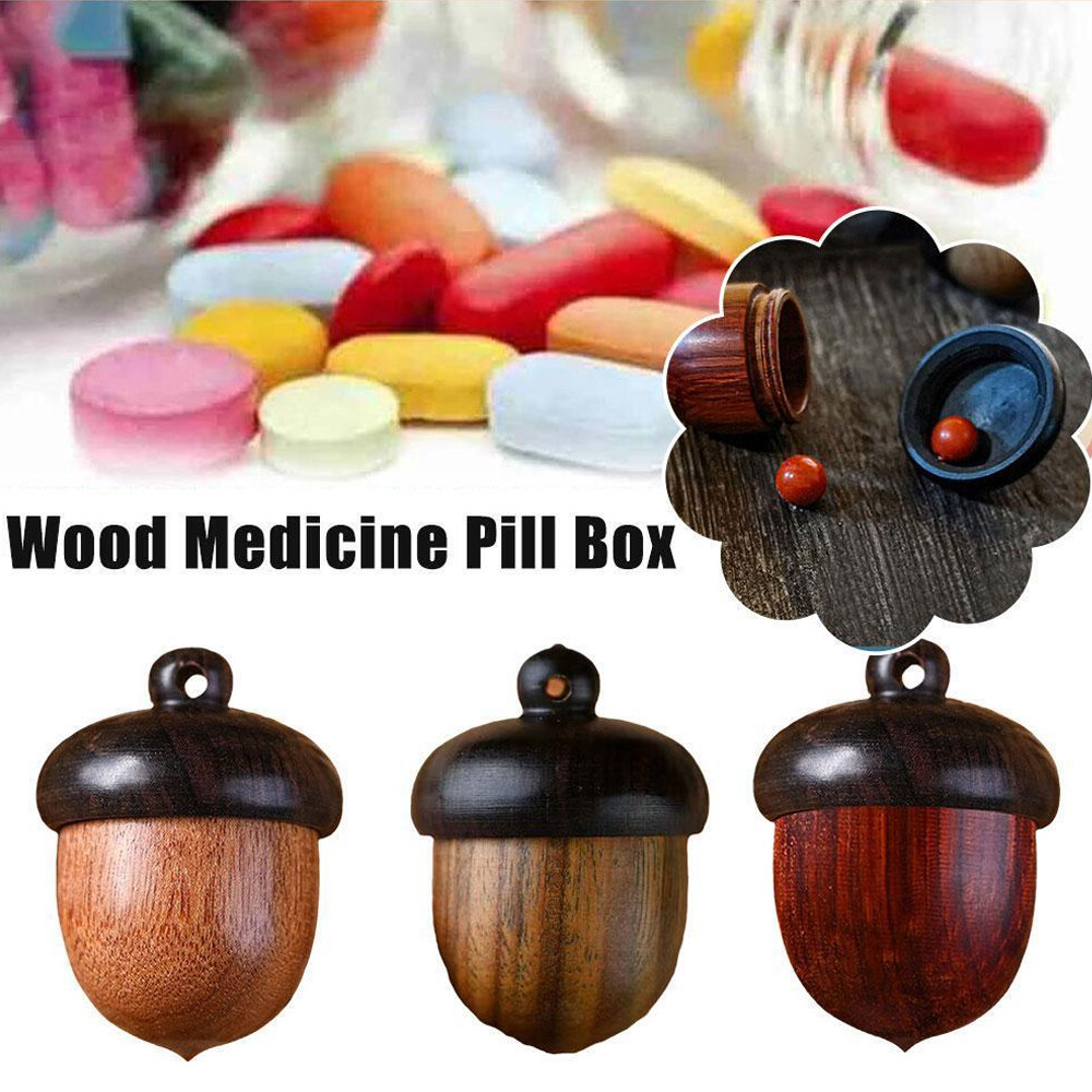 3PCS Mini Medicine Pill Box Sandalwood Rescue Pill Case Portable ...