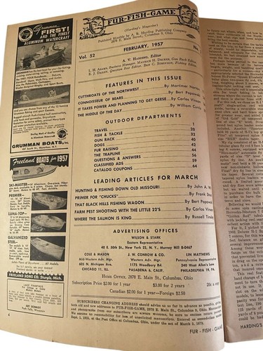 Fur Fish Game Harding's Magazine 5 Issues 3 From 1957 And 2 From 1958 ...