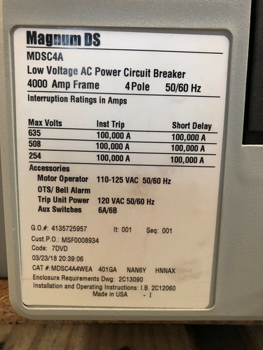 Eaton Magnum DS MDSC4A Digitrip 1150+ | eBay