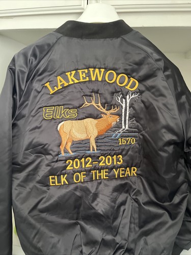 Vtg 90s Game Sportswear Made USA Satin Mens XL Bomber Jacket Elks Lodge ...