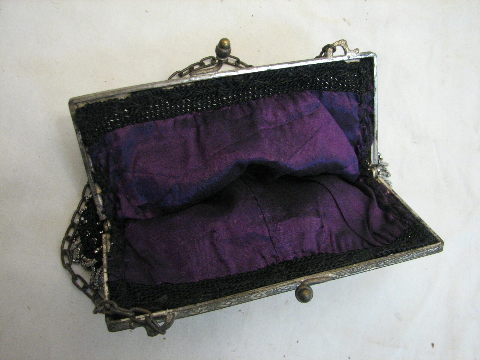 Vintage Hand Beaded Flapper Clutch Purse Evening Hand Bag Prom Black ...