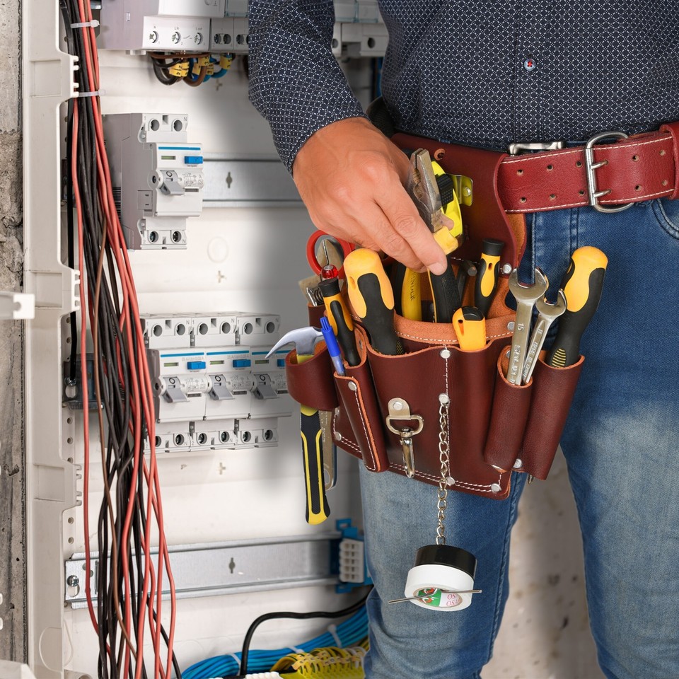 Maroon Leather Electrician Tool Pouch | Electric Tool Belt | Electric ...