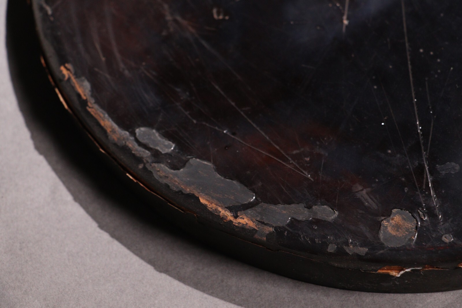 Old Japanese Copper Hand Mirror Flowers Pattern Lacquer Case Samurai ...