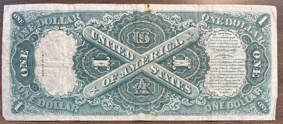 1917 One Dollar United States Note $1 Bill Large Size Nice Grade #85245 ...