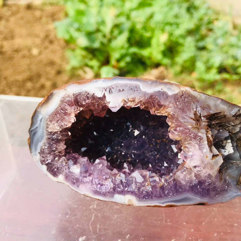 830g Natural Purple Agate Geode Quartz Crystal Mineral Rough Specimen ...