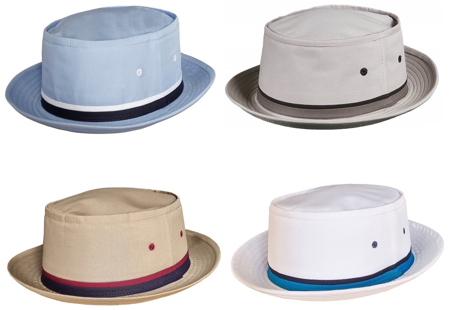 Packable Poplin Bucket Hat Lightweight Pork Pie Sun Hats Blue, Grey ...