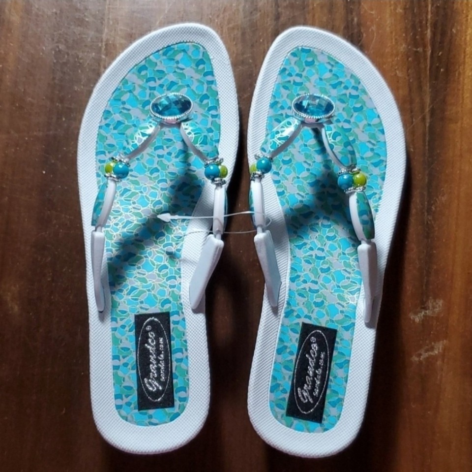 Grandco Size 9 NWT Sandals Lightweight Flip Flops Heel Turquoise ...