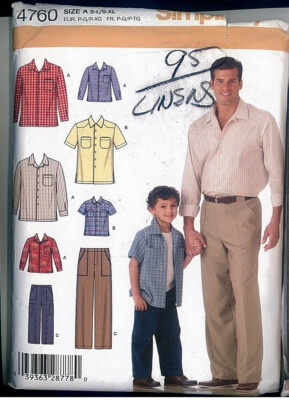 OOP Simplicity 4760 MEN BOYS Shirt and Pants Sewing Pattern Size 34-48 ...