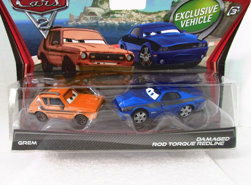 Disney Pixar Cars 2 Grem & Damaged Rod Torque Redline Diecast Exclusive ...