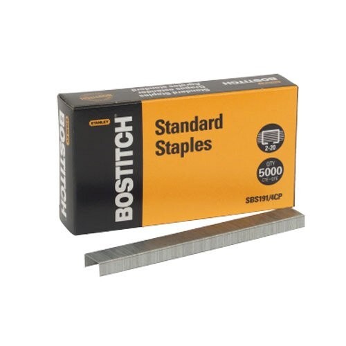 Bostitch SBS191/4CP Standard Office Staple 1/4” Leg (5 Packs of 5M Box ...
