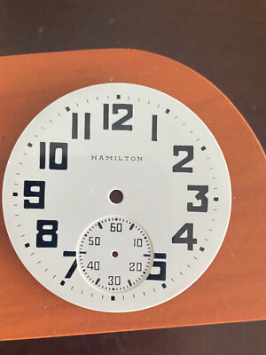 16 SIZE HAMILTON PORCELAIN RAILROAD-BOX CAR DIAL,VERY NICE, ONE FAINT ...