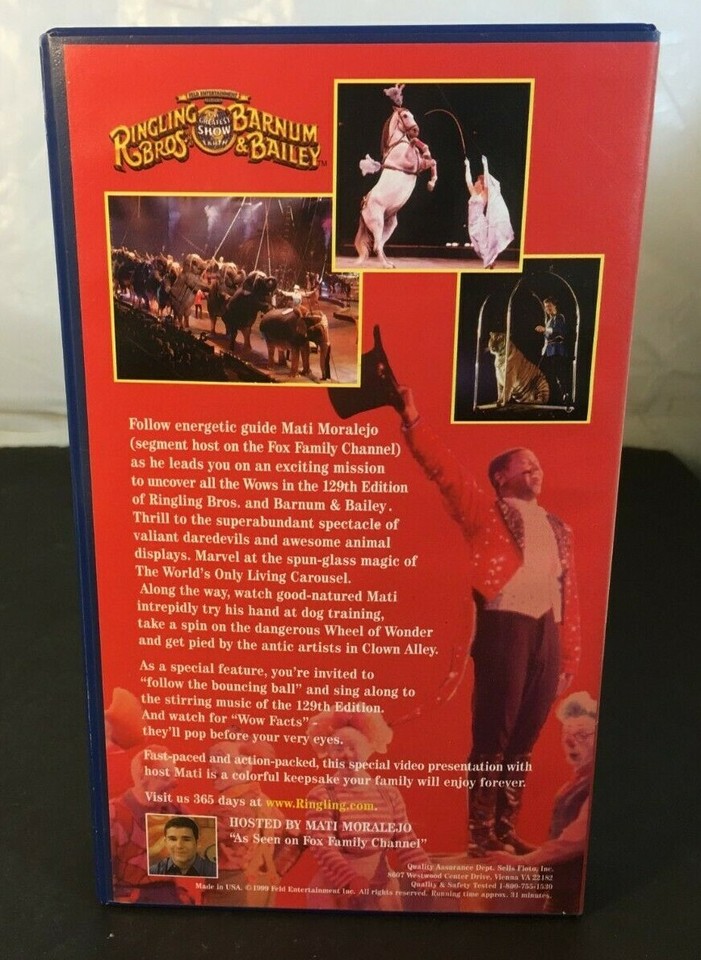 Ringling Bros & Barnum & Bailey Circus 129th Edition Video Program (VHS ...