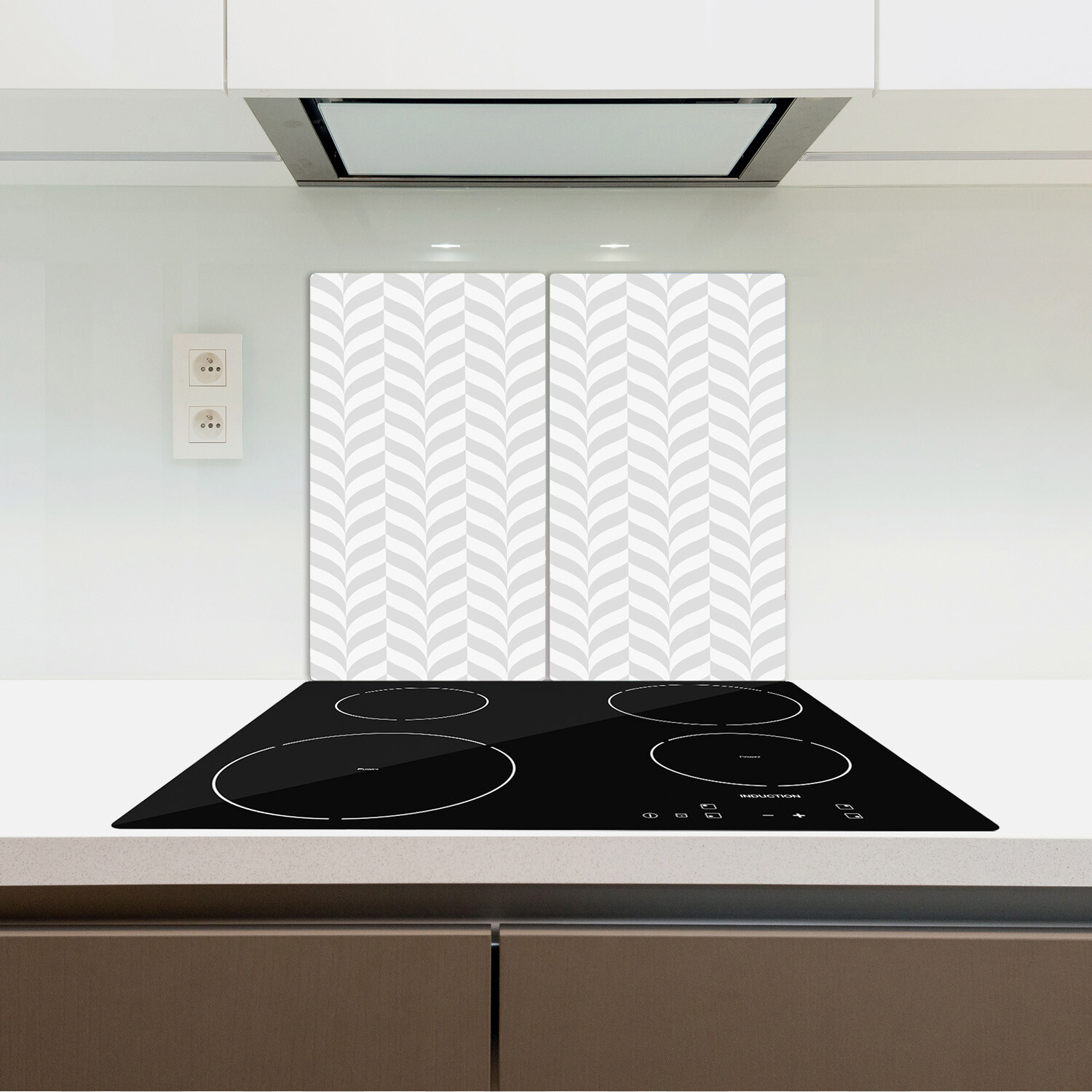 Glass Surface Protector Worktop saver Geometric vector white and grey ...