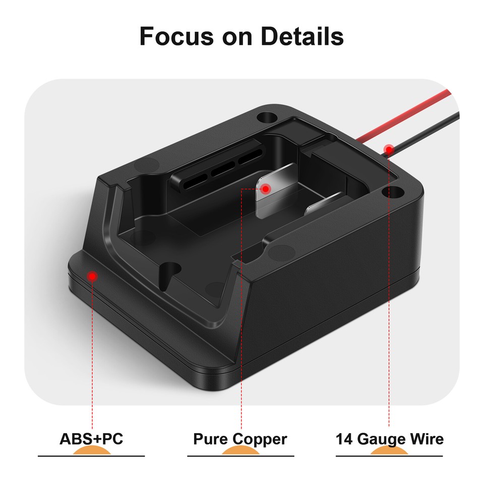 For Milwaukee M18 Battery Adapter Holder Dock W/Wire Leads Power Wheels ...