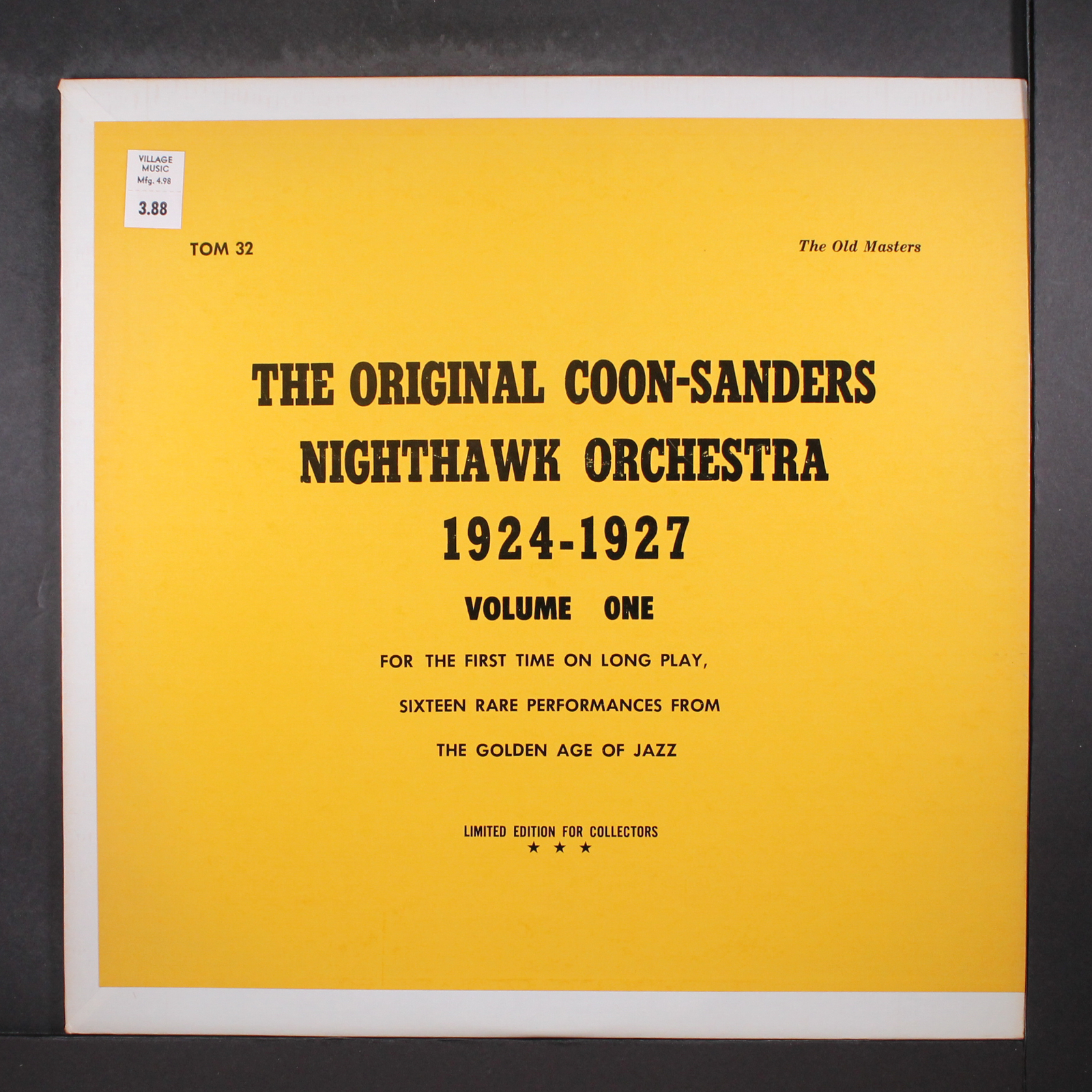 COON - SANDERS NIGHTHAWK ORCHESTRA: 1924-1927 vol. 1 THE OLD MASTERS 12 ...