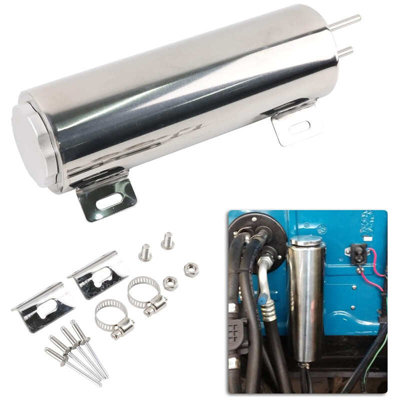 3"x9" Polished Stainless Steel Radiator Coolant Overflow Catch Puke ...