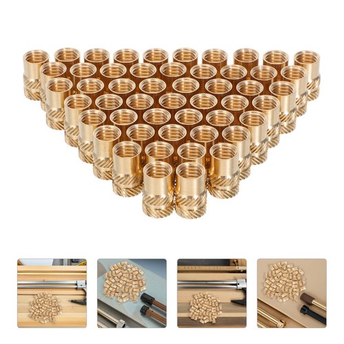 50 Pcs Bronze Threaded Inserts Brass Recessed Nuts Round Female Knurled ...