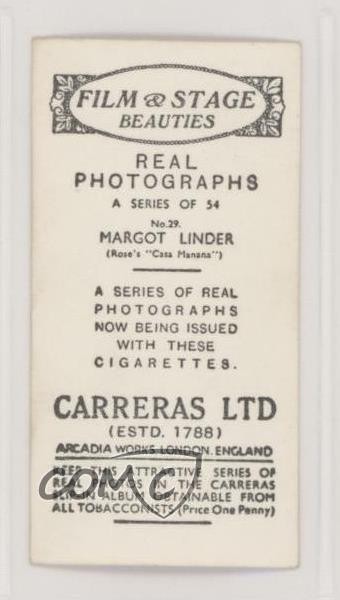 1939 Carreras Film and Stage Beauties Tobacco Small Margot Linder #29 ...